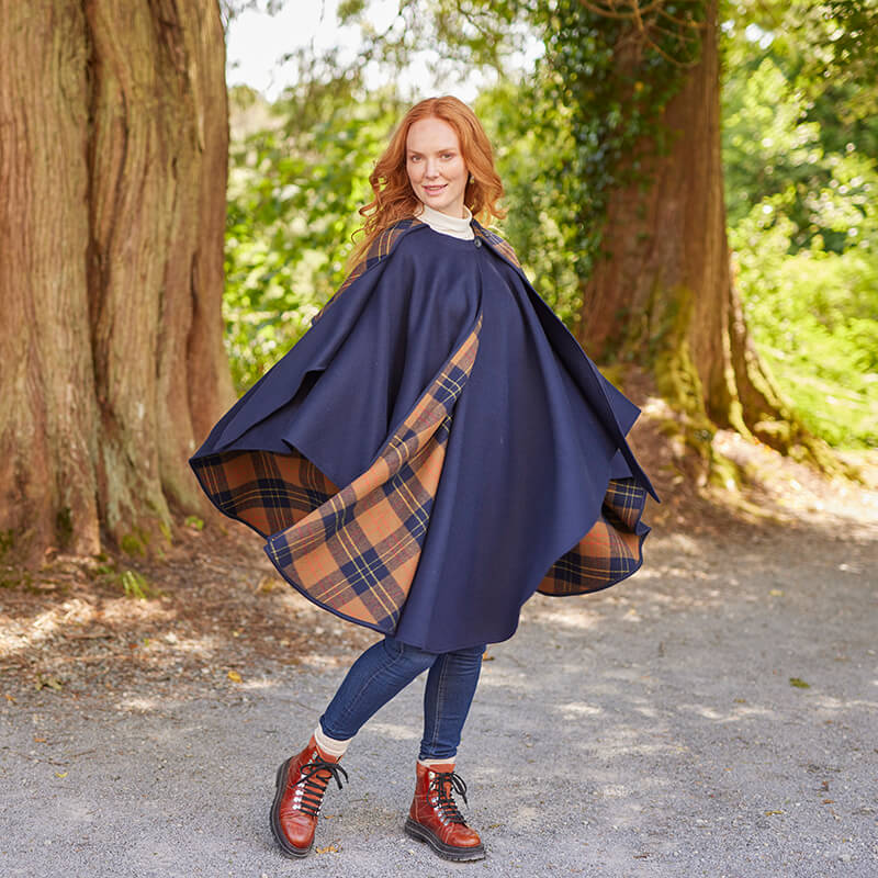 Navy Knee Length Irish Walking Cape